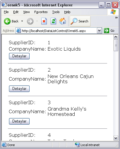 ASP.NET DataList Kontrolü - 3